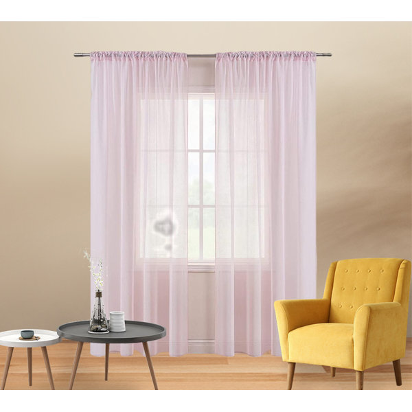 Ebern Designs Delfred Linen Sheer Curtain Pair | Wayfair